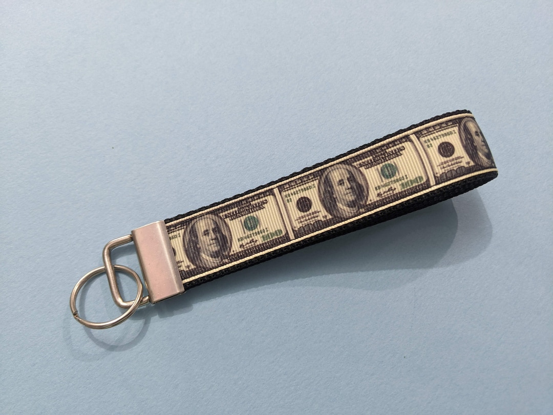 100 Dollar Bill Keychain: Webbed Wristlet Key Fob, (1" Wide) - Etsy