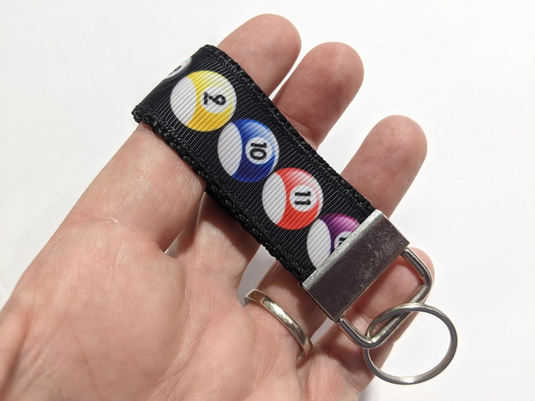 Billiards Pool Balls Keychain: Finger Key Ring, Zipper Pull, (1" Wide ...