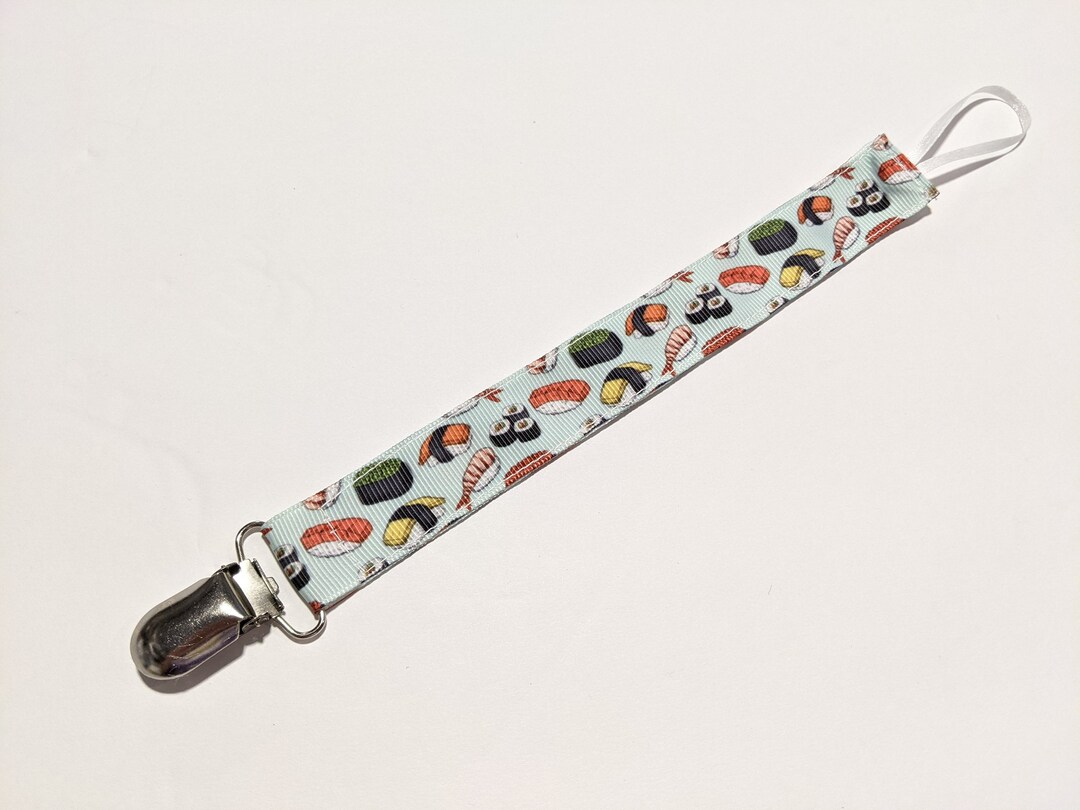 Sushi Pacifier Clip Fish Pacy Tether Double Sided Clip Teething Toy ...