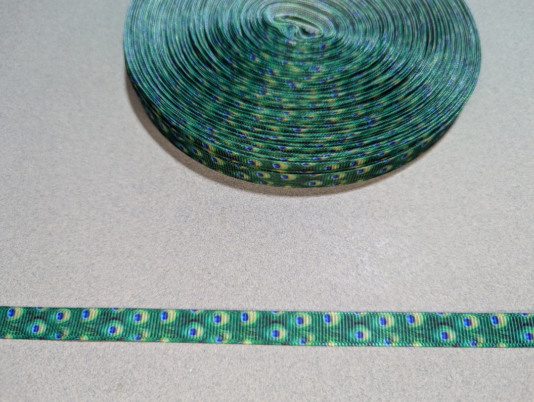 Peacock Feather Ribbon: 3/8 Inch Grosgrain, Sew-on Trim (3 Yards) - Etsy