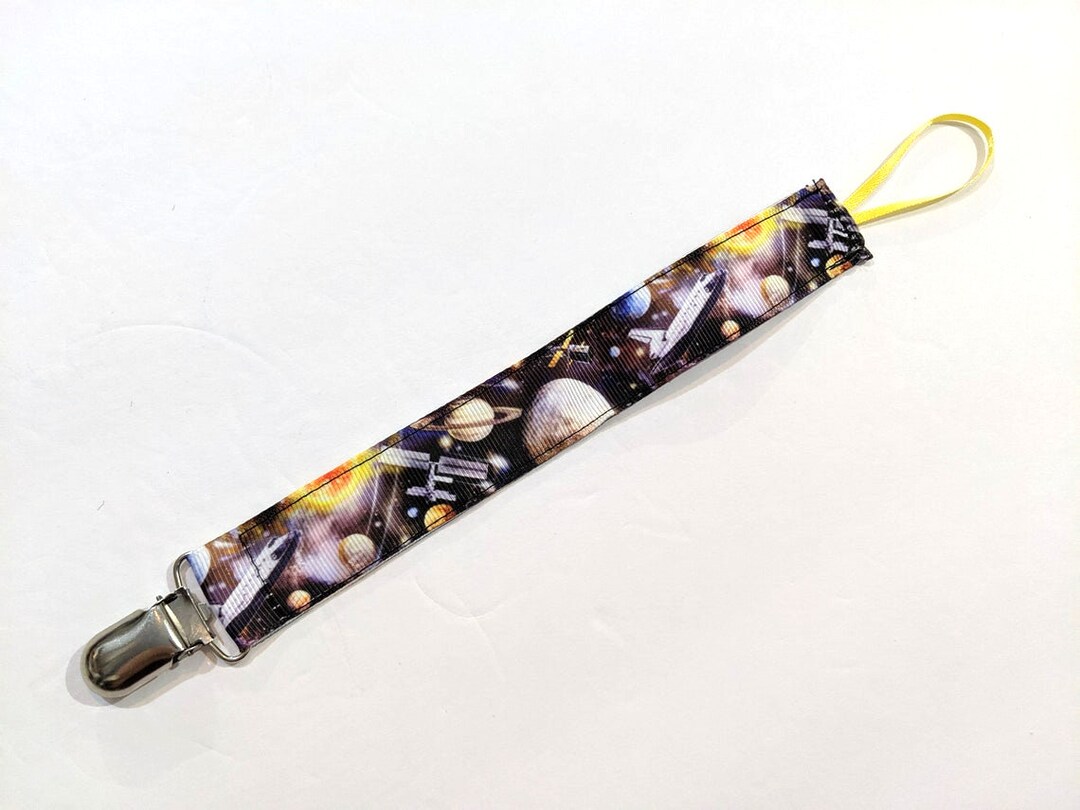 Planets in Outer Space Pacifier Holder, Clip to Clothes, Stroller or ...