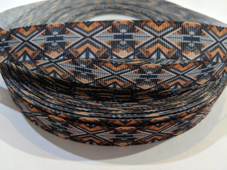 Brown and Blue Aztec Grosgrain Ribbon: 3 Yards Trim - 5/8" - Etsy