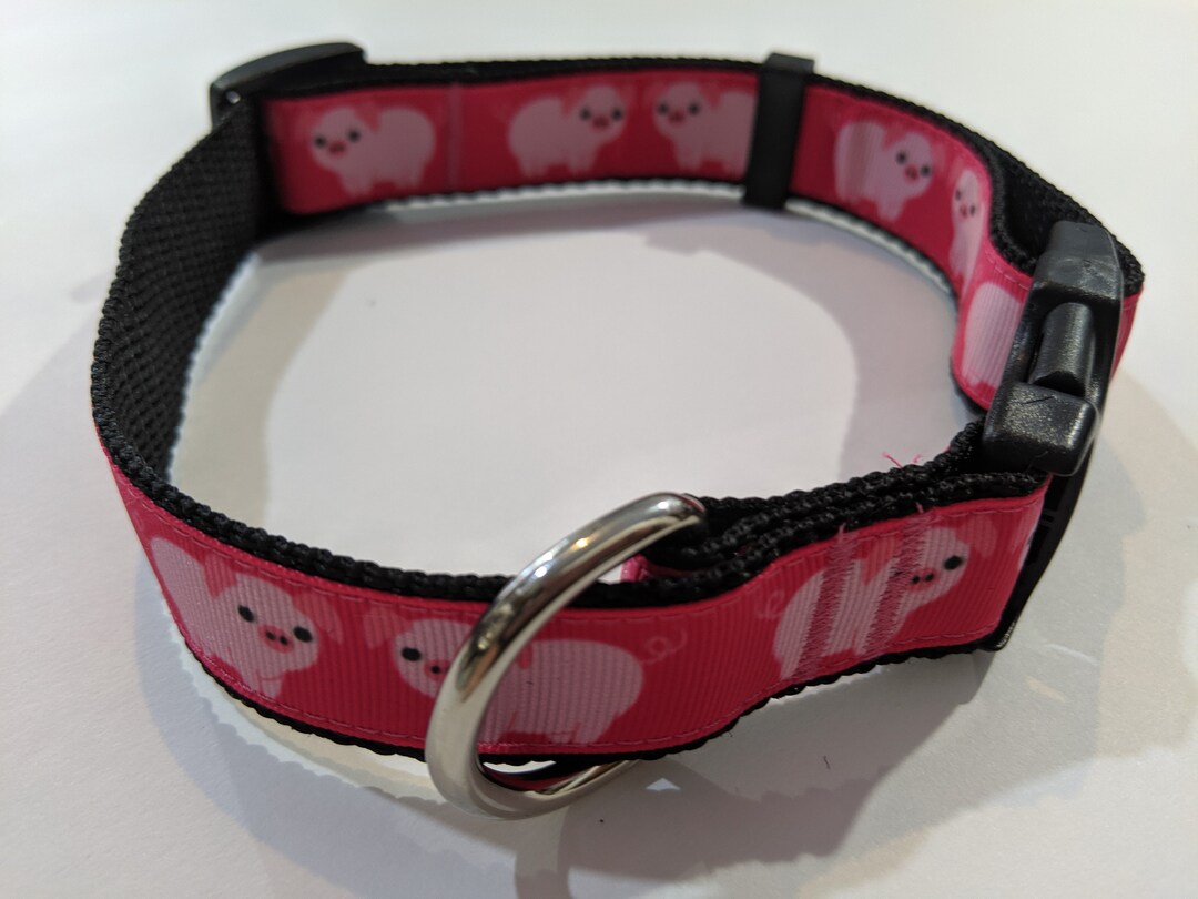 Pink Pigs Dog Collar | Piggy Dog Collar | 1 Inch Wide Collar ...