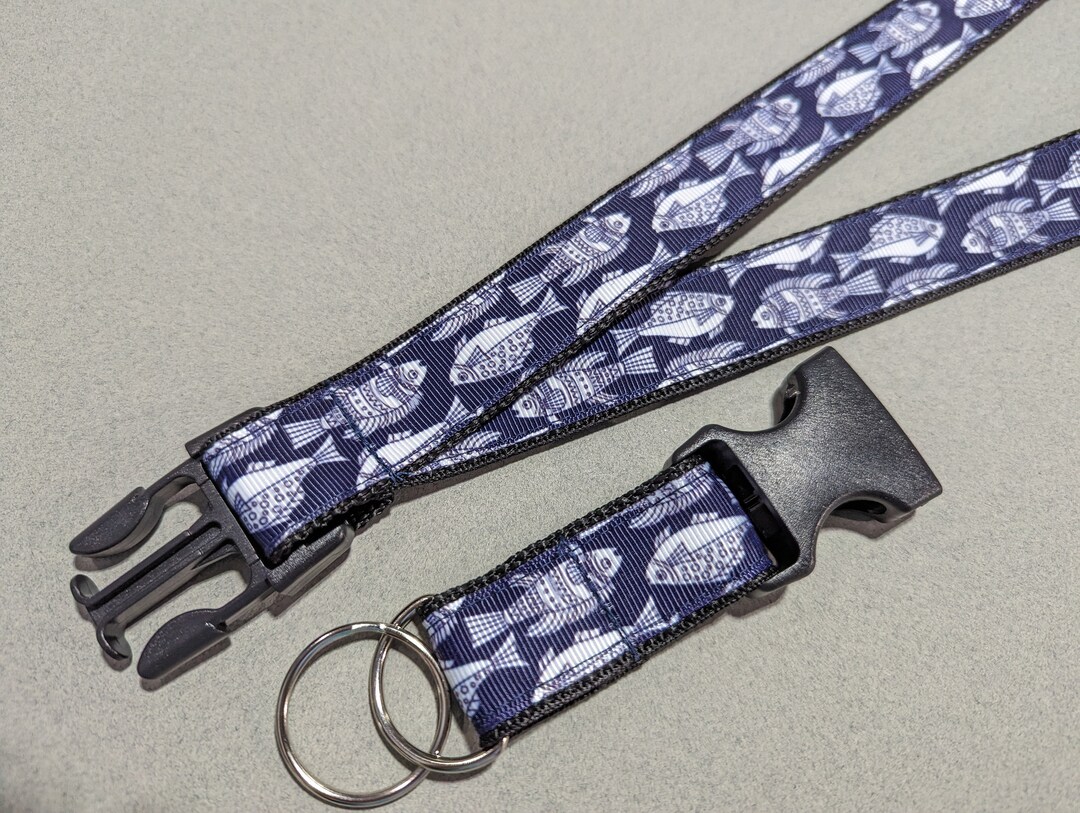 Fishing Fish Lanyard: Detachable Keychain, Breakaway Buckle, (1" Wide ...
