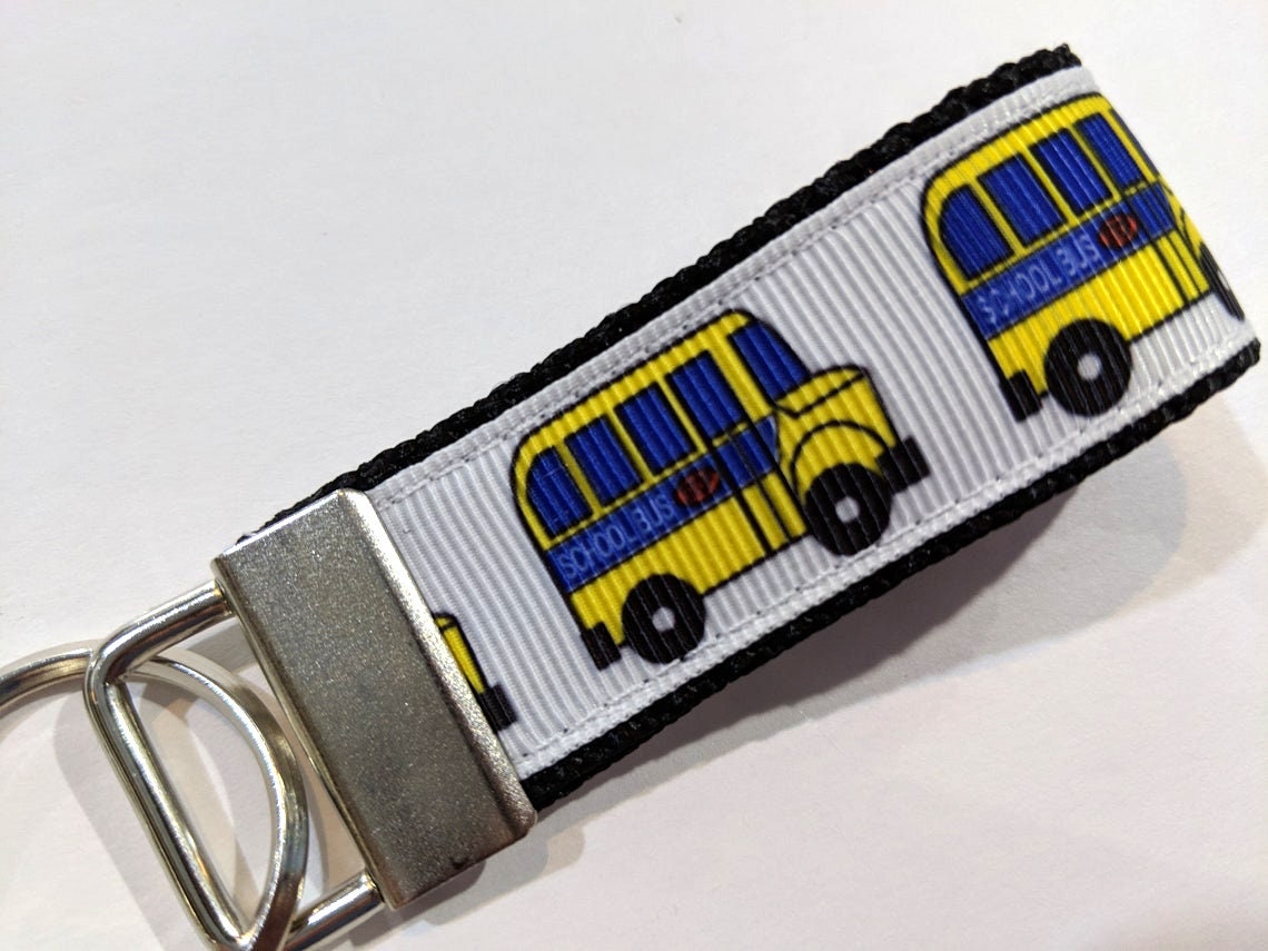 School Bus Driver Keychain: Finger Loop Key Ring, Zipper Pull, (1" Wide ...