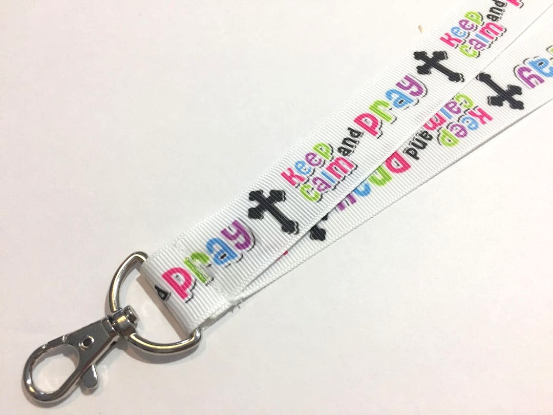 Keep Calm Pray Lanyard: Christian ID Badge Holder, Double Sided ...