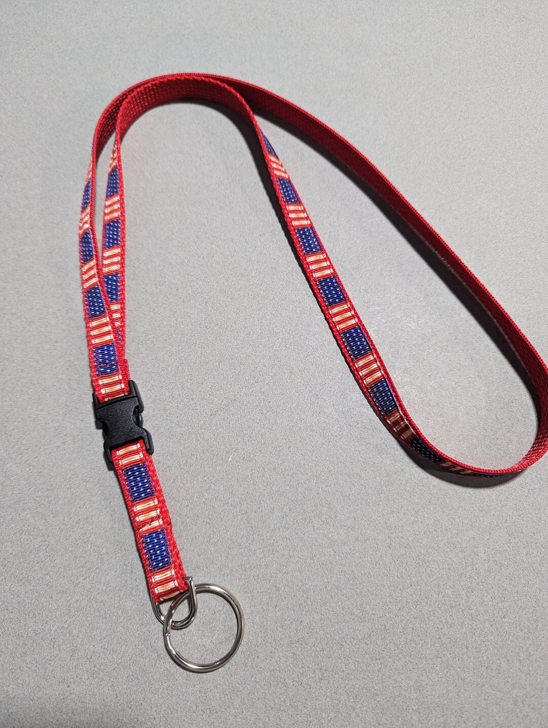 Rustic American Flag Lanyard: Detachable Keychain With Breakaway Buckle ...
