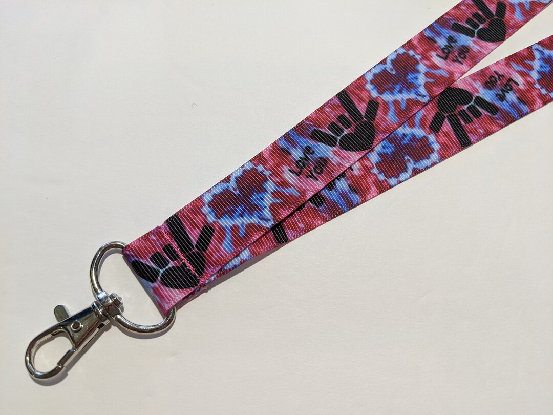 ASL 'I Love You' Lanyard: Sign Language Ribbon ID Badge Holder, Double ...