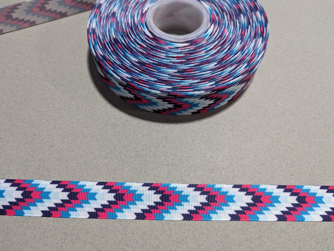 Aztec Chevron Grosgrain Ribbon: Aqua, Pink, Black (7/8") 3 Yards - Etsy