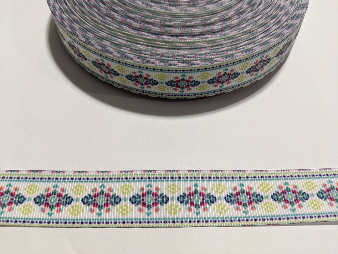Floral Aztec Grosgrain Ribbon: 7/8" Wide Trim, 3 Yards - Etsy
