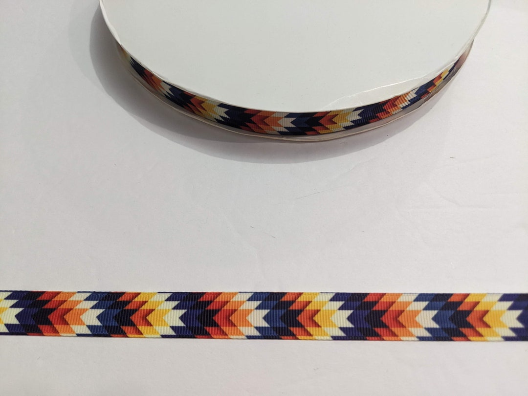 Aztec Grosgrain Ribbon: Orange, Red, and Blue Southwest Trim (5/8 Inch ...