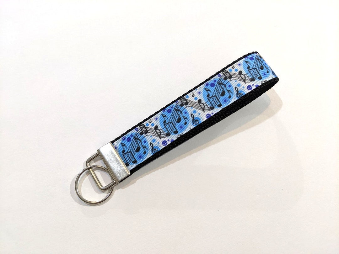 Music Notes Keychain Wristlet: Webbed Key Fob, New Driver Gift, (1 ...