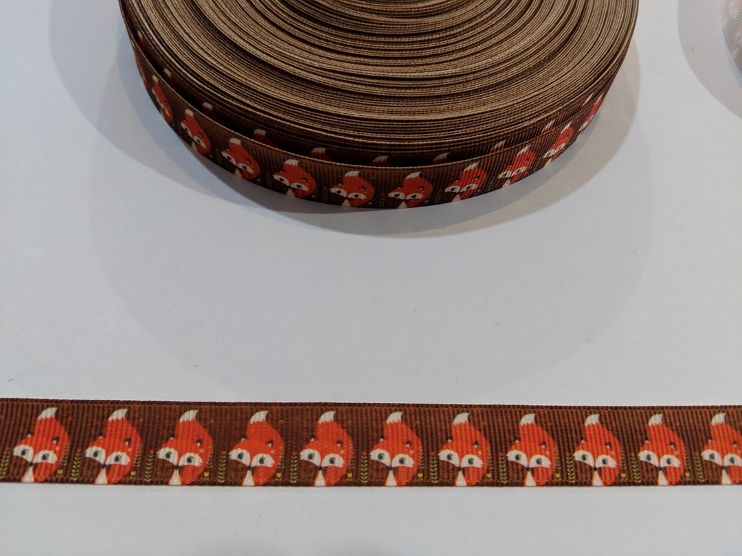 Brown Grosgrain Ribbon: Red Fox Print, 5/8 Inch - 3 Yards - Etsy