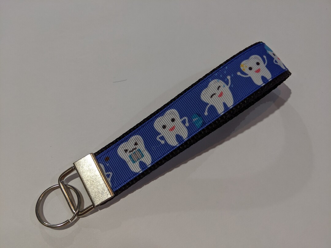 Dentist Teeth or Tooth Keychain, Key Fob Wristlet, 1 Inch Wide 6 Inches ...