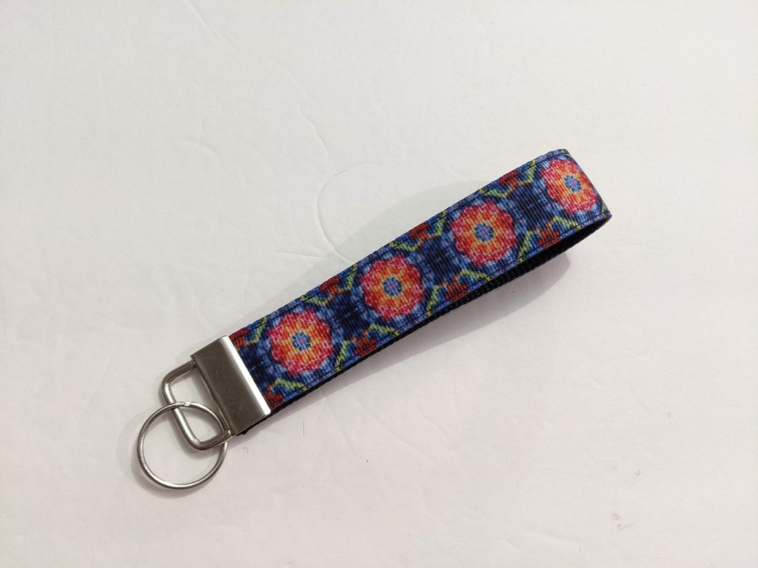 Keychain Tie Dye Mandalas Handmade Key Fob Keychain Wristlet - Etsy