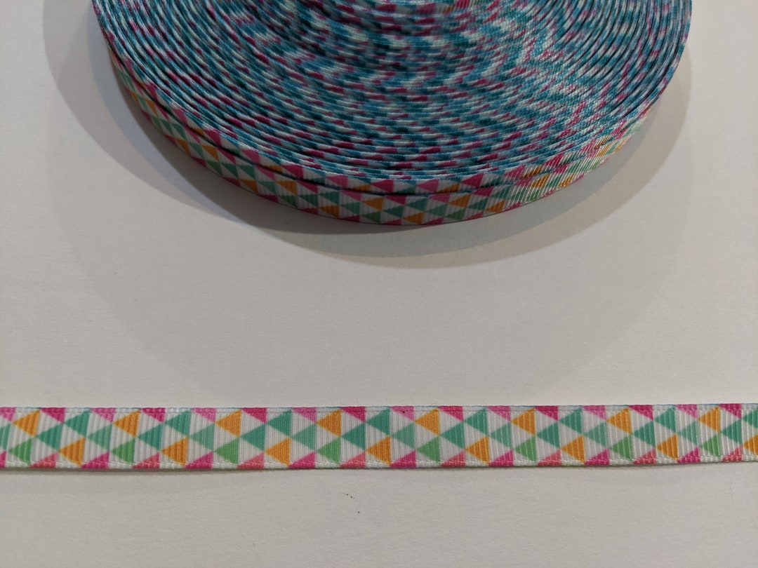 Multi-colored Triangles Grosgrain Ribbon: 3/8 Inch Wide Trim 3 Yards - Etsy