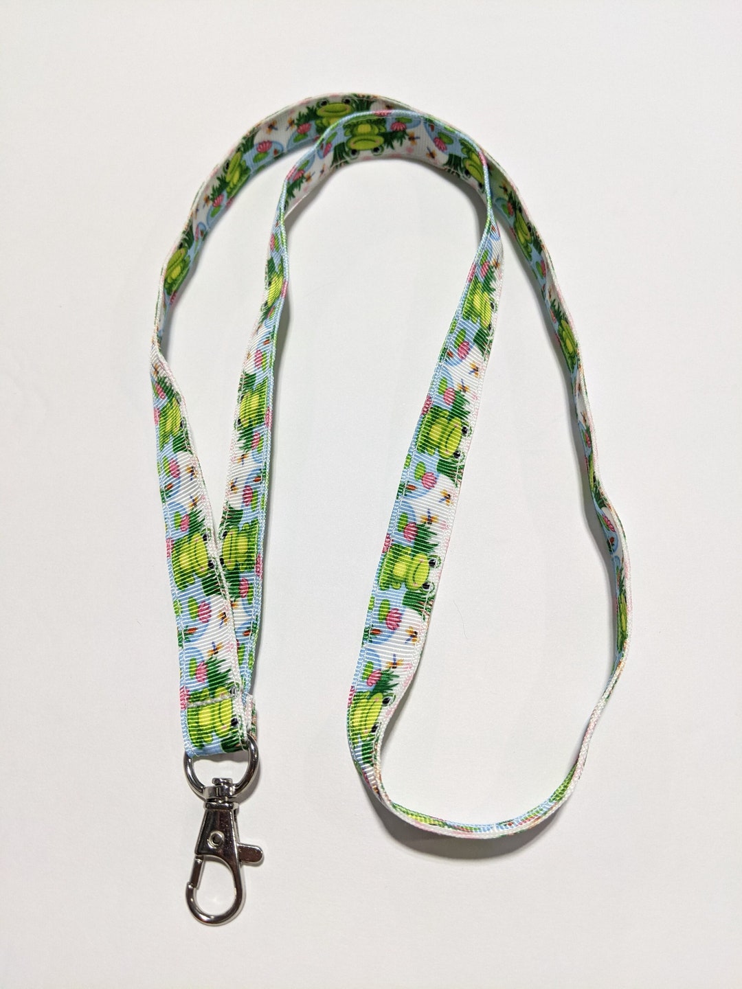 Frogs and Lily Pads ID Lanyard: Double Sided Grosgrain Ribbon ...