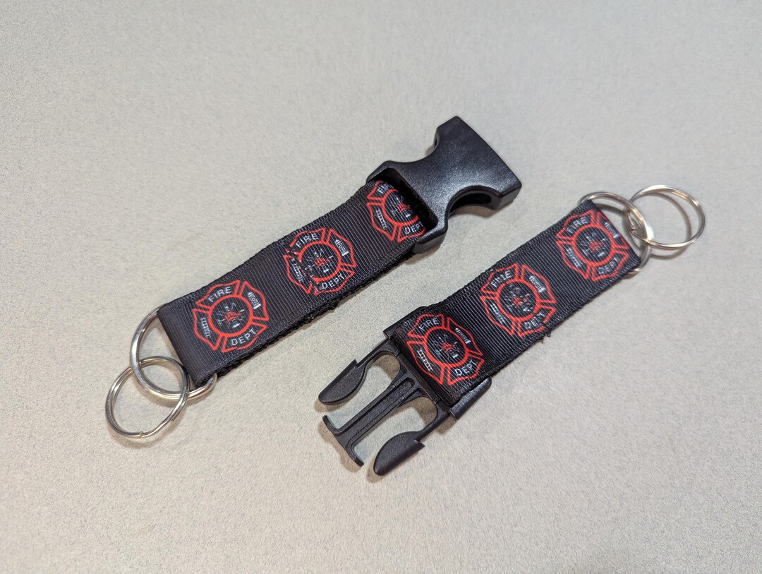 Fire Department Insignia Double Keychain: Buckle Release Key Ring, (1 ...