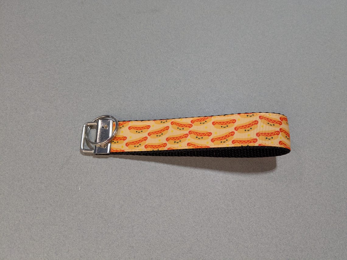 Hot Dog Keychain Wristlet: Wiener Frankfurter Key Fob, 1 Inch Wide Key ...