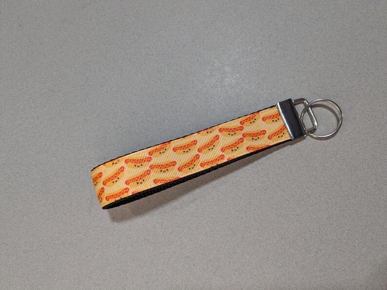 Hot Dog Keychain Wristlet: Wiener Frankfurter Key Fob, 1 Inch Wide Key ...