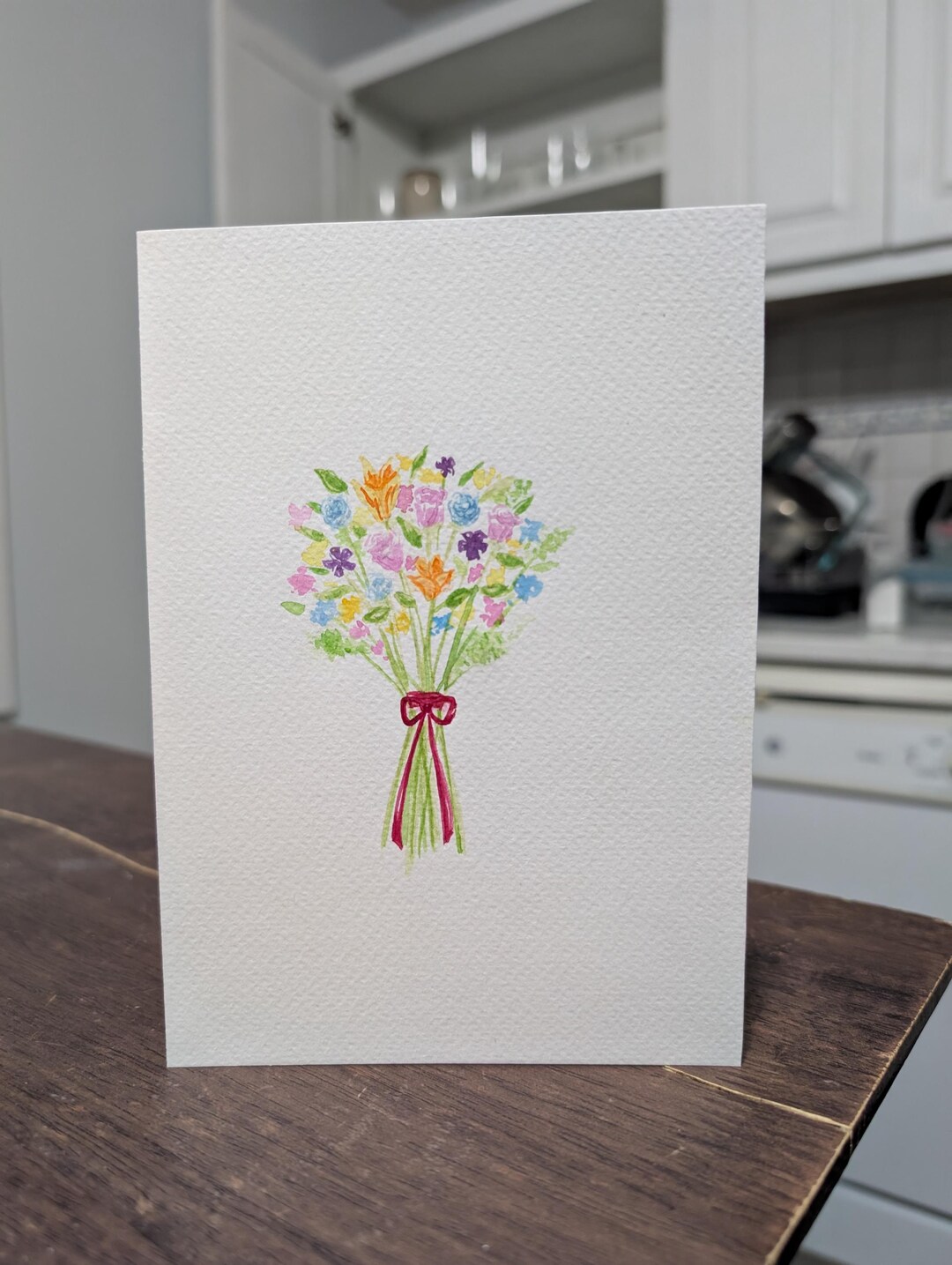 Watercolor Flower Bouquet Card - Etsy