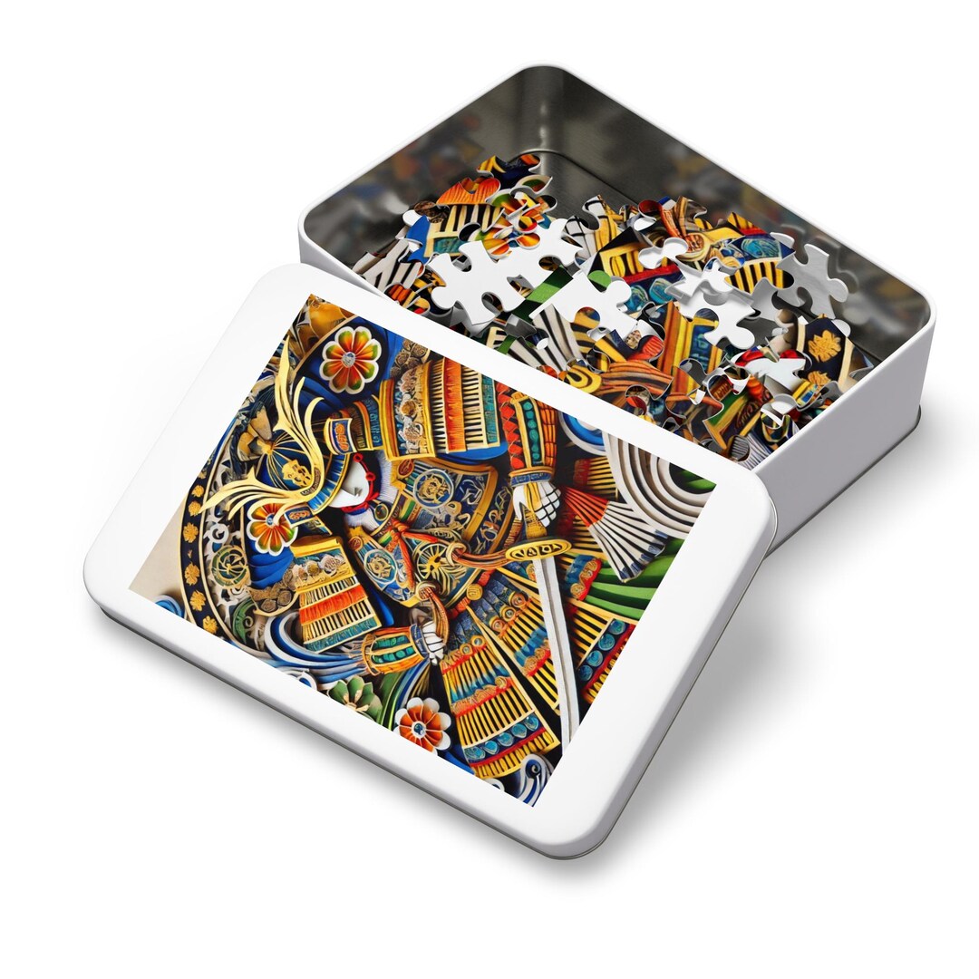 Samurai Armor Jigsaw Puzzle, Japanese Cut Paper Art, Tin Box, Warrior ...