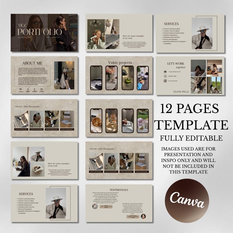 Luxury Lifestyle UGC Portfolio Template | Canva Website + Faceless ...