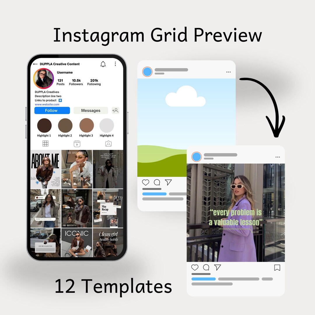 Instagram Grid Template, Feed Planner, Canva Mockup (digital Download ...