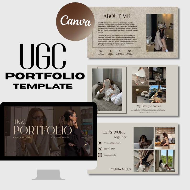 Luxury Lifestyle UGC Portfolio Template | Canva Website + Faceless ...