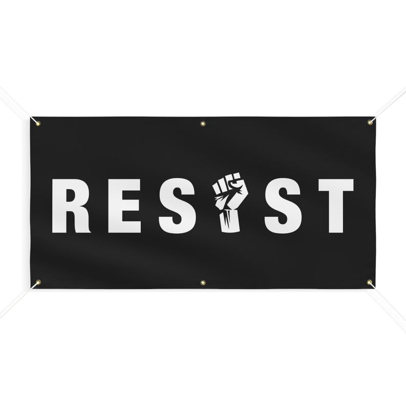 RESIST Banner Flag 48x24 Anti Trump Fascist Fascism Persist Insist ...