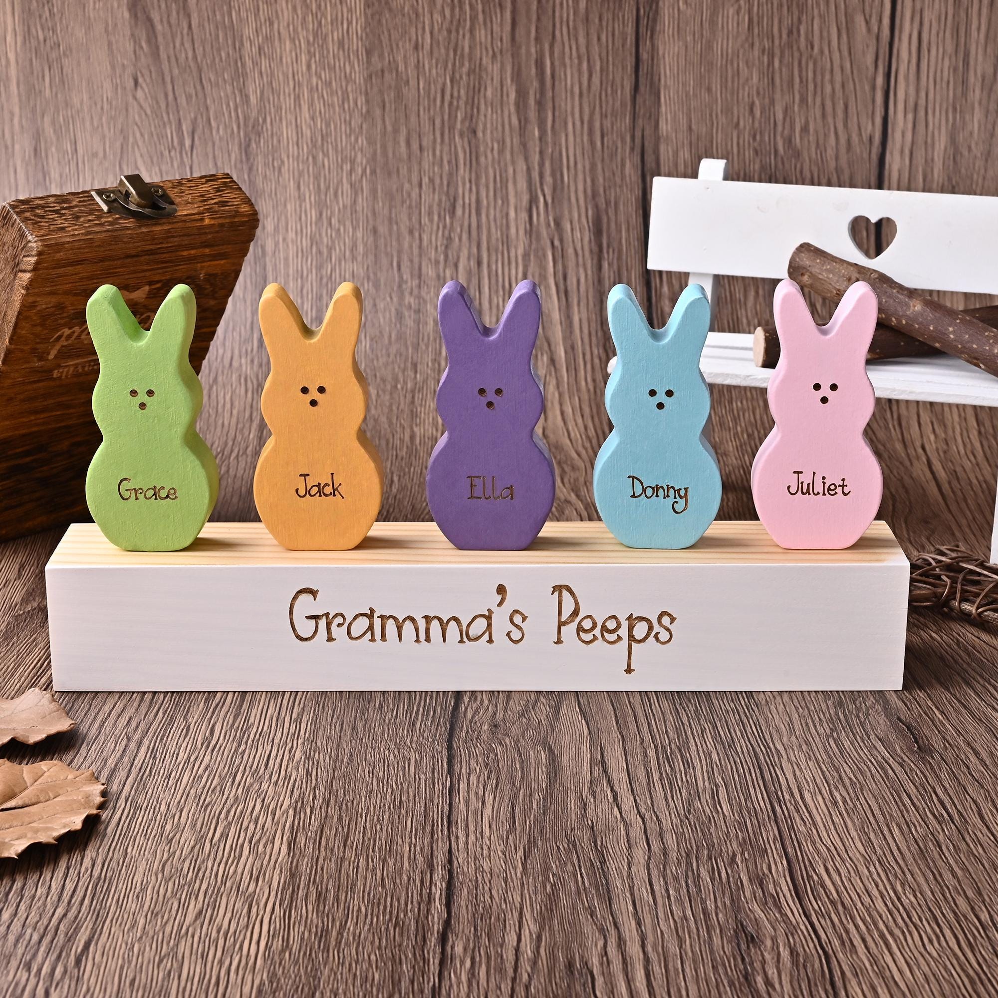 Personalized Easter Peeps Block Set, Grandmas Little Peeps Bunny Decor ...