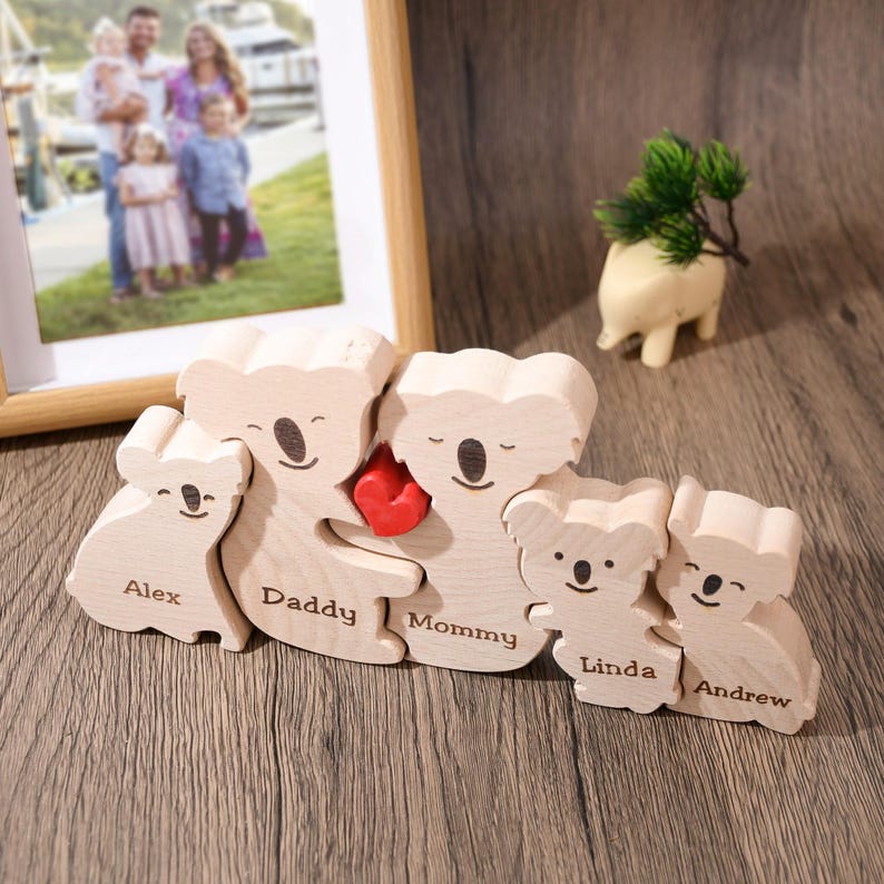 Wooden Koala Family Puzzle, Koala Home Decor, Baby Shower Gift for ...
