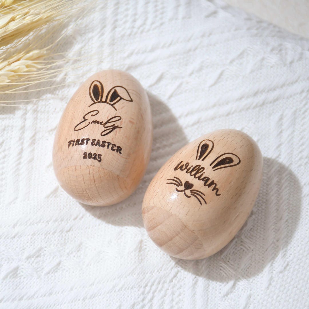 Personalized Musical Easter Egg Shakers, Engraved Wooden Egg Shaker for ...