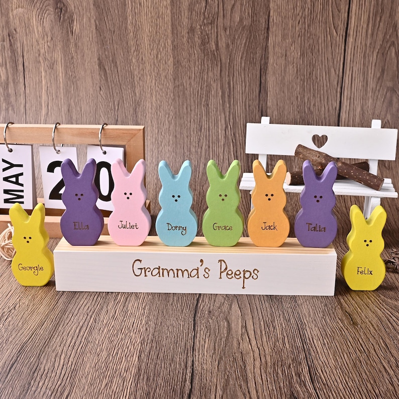 Personalized Easter Peeps Block Set, Grandmas Little Peeps Bunny Decor ...