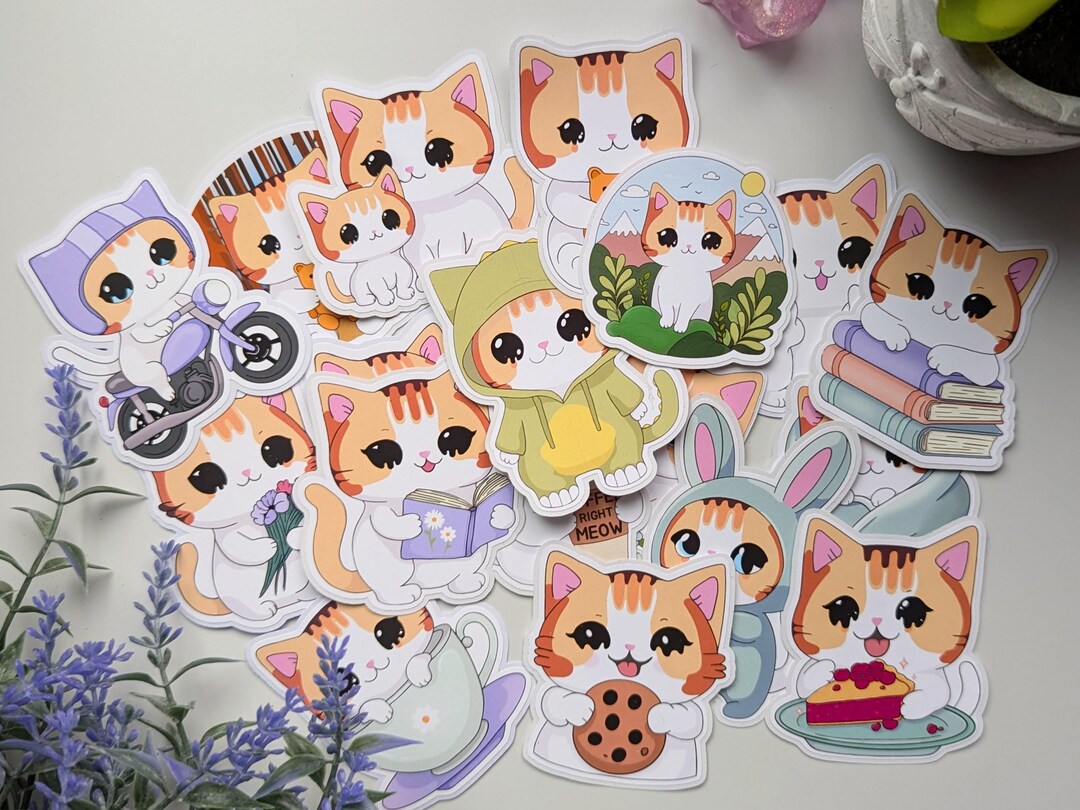 Cute Cat Stickers | Kawaii Stickers | Animal Stickers | Themed Cat ...