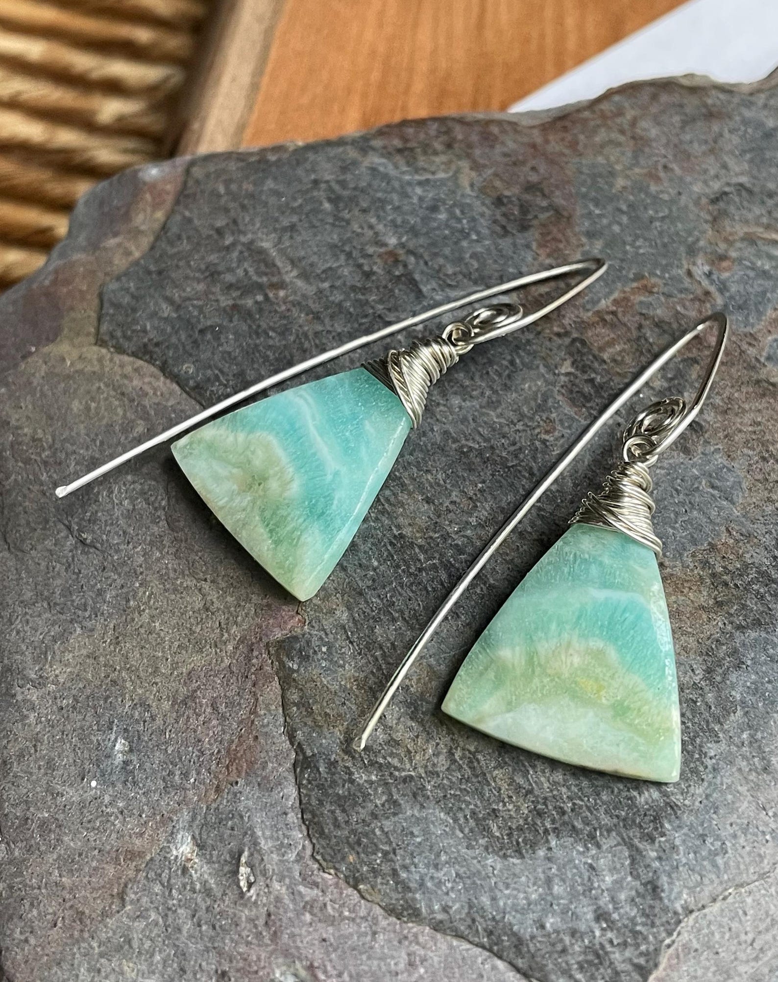 Hemimorphite and Sterling Silver Earrings, One of a Kind, Handmade ...