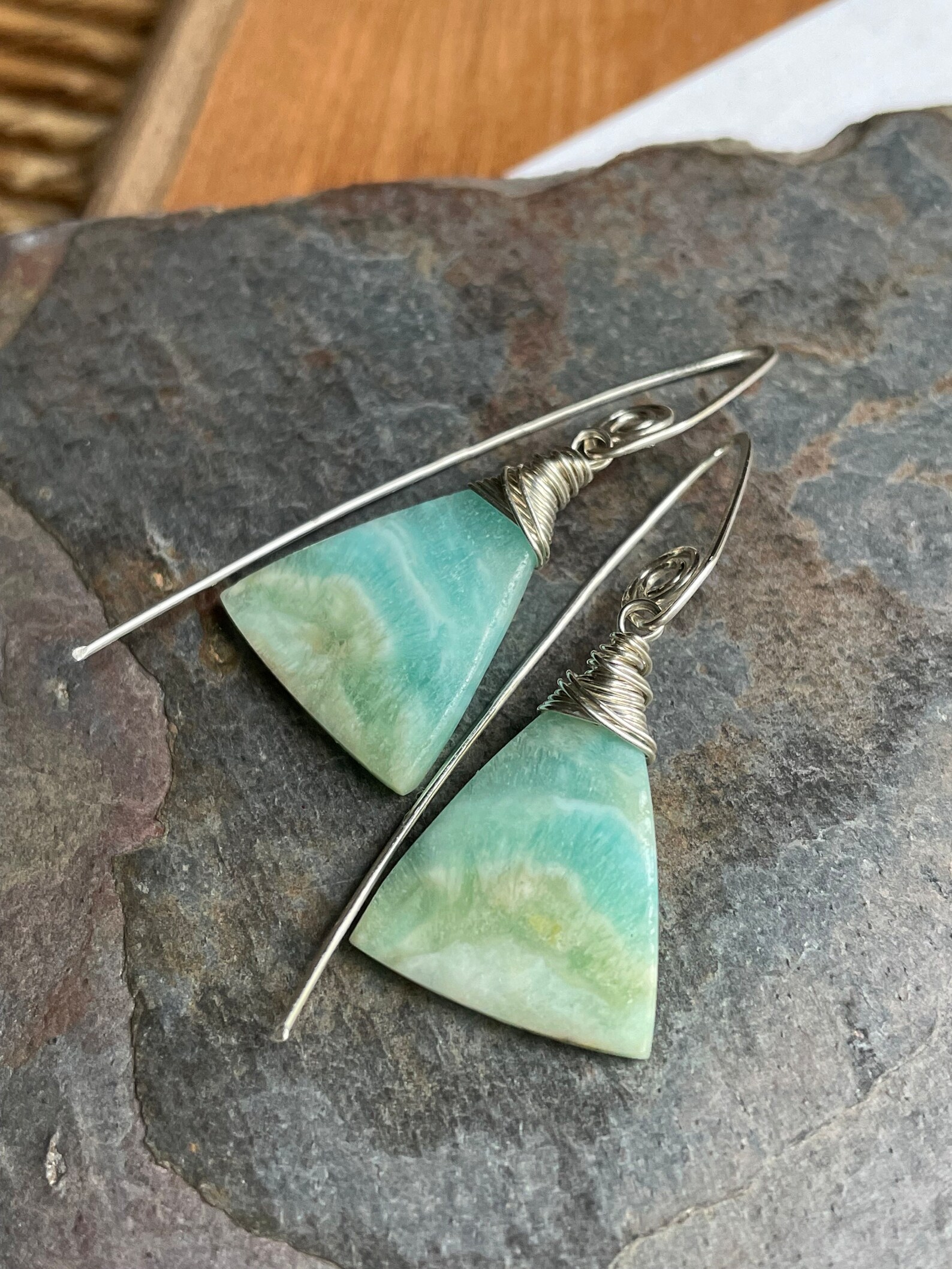 Hemimorphite and Sterling Silver Earrings, One of a Kind, Handmade ...