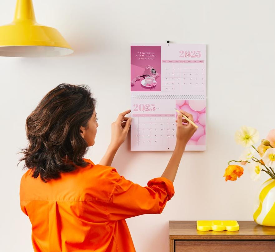 Pink 2025 Affirmation Calendar | Monthly Positive Quote Calendar | Wall ...