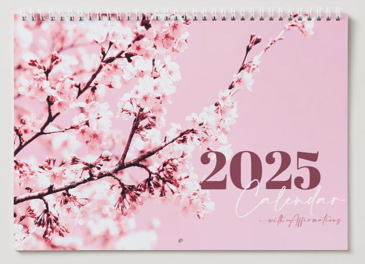 Pink 2025 Affirmation Calendar | Monthly Positive Quote Calendar | Wall ...