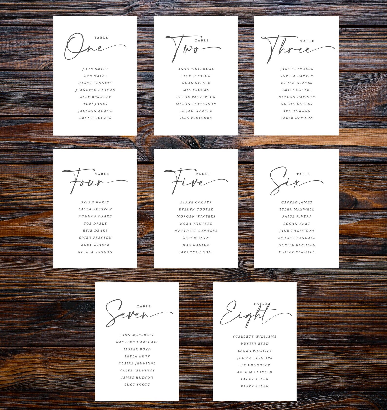Minimalist Seating Chart Card Template| Simple Seating Chart Printable ...