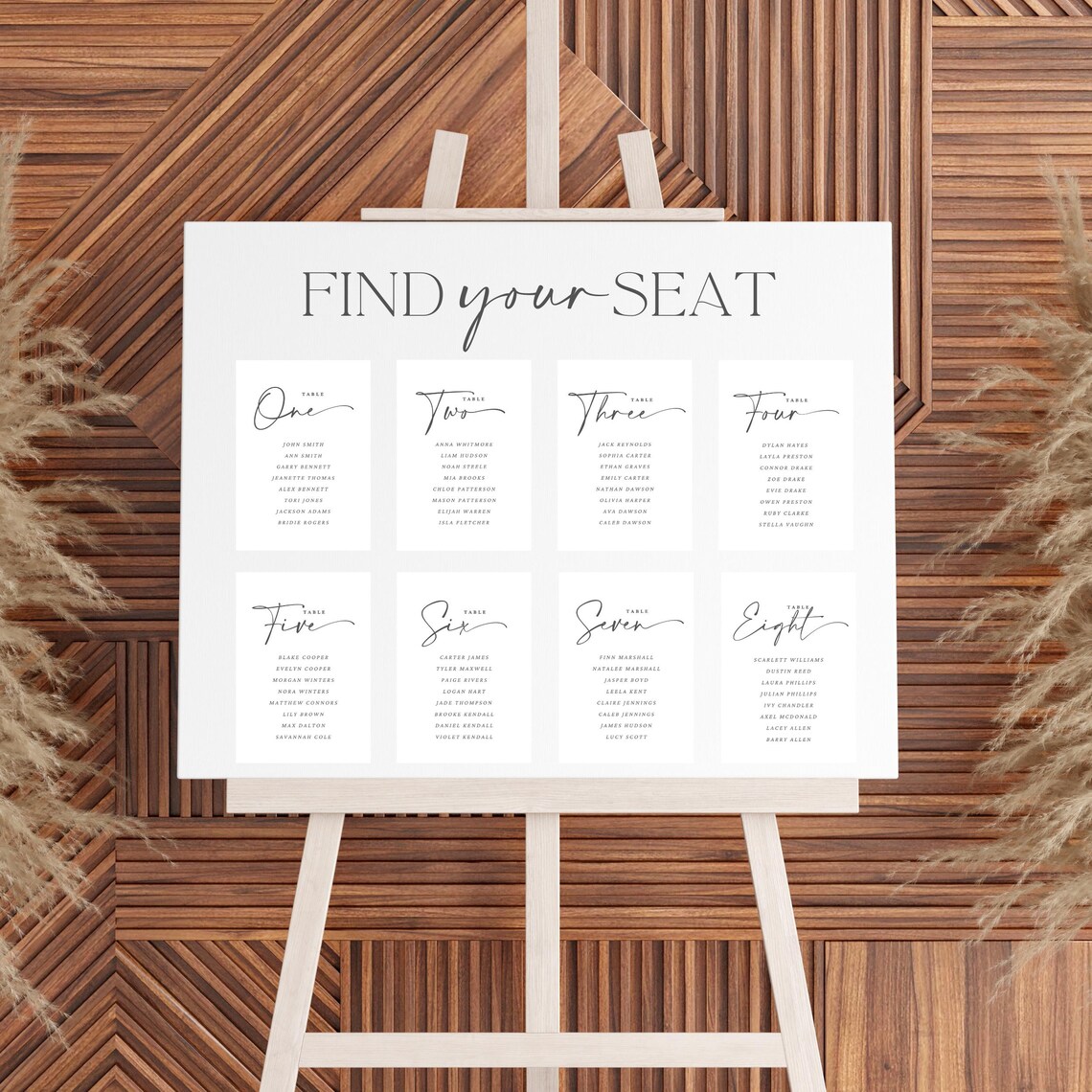 Minimalist Seating Chart Card Template| Simple Seating Chart Printable ...