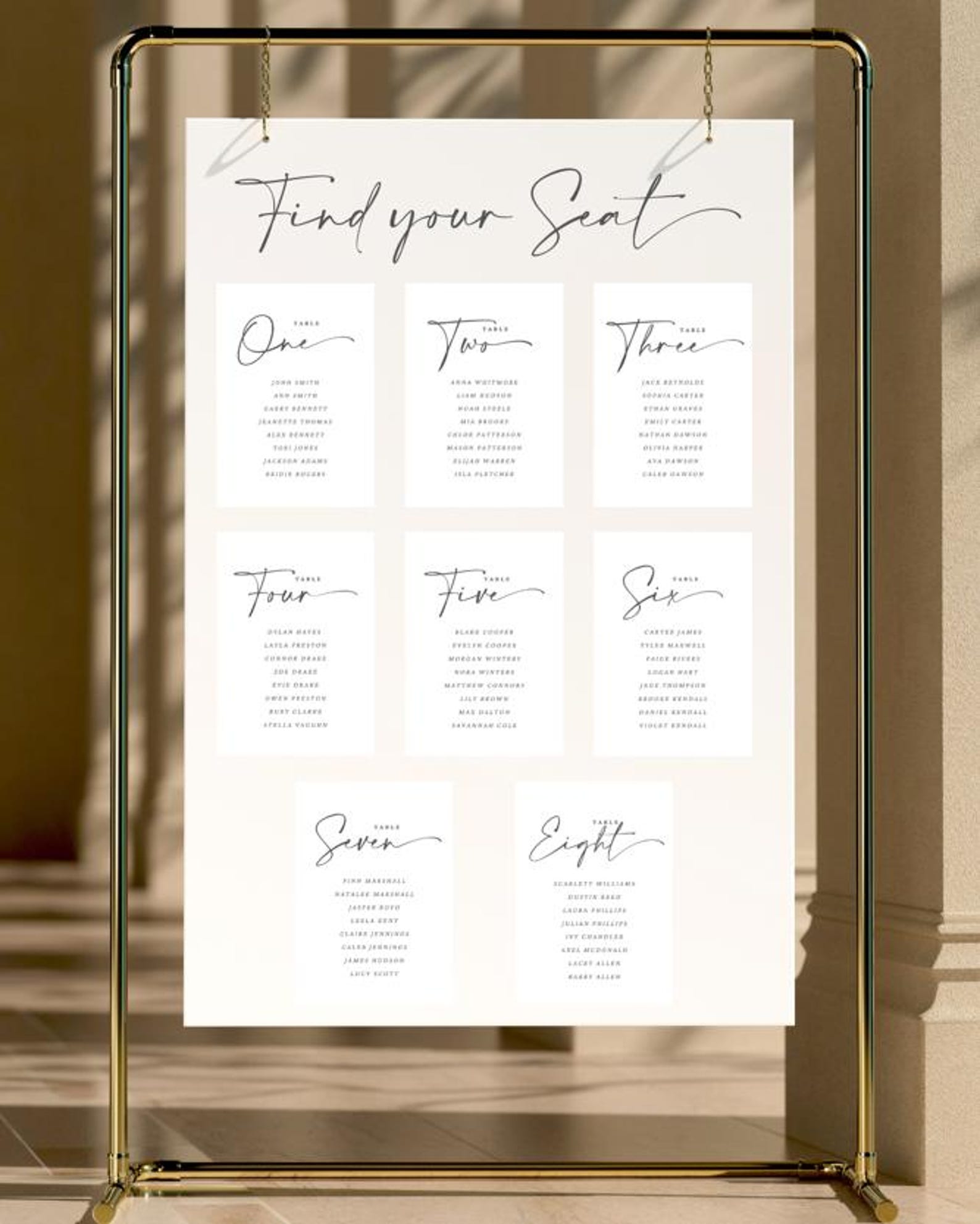 Minimalist Seating Chart Card Template| Simple Seating Chart Printable ...
