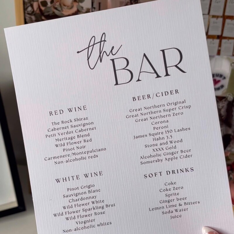 Bar Menu - Etsy