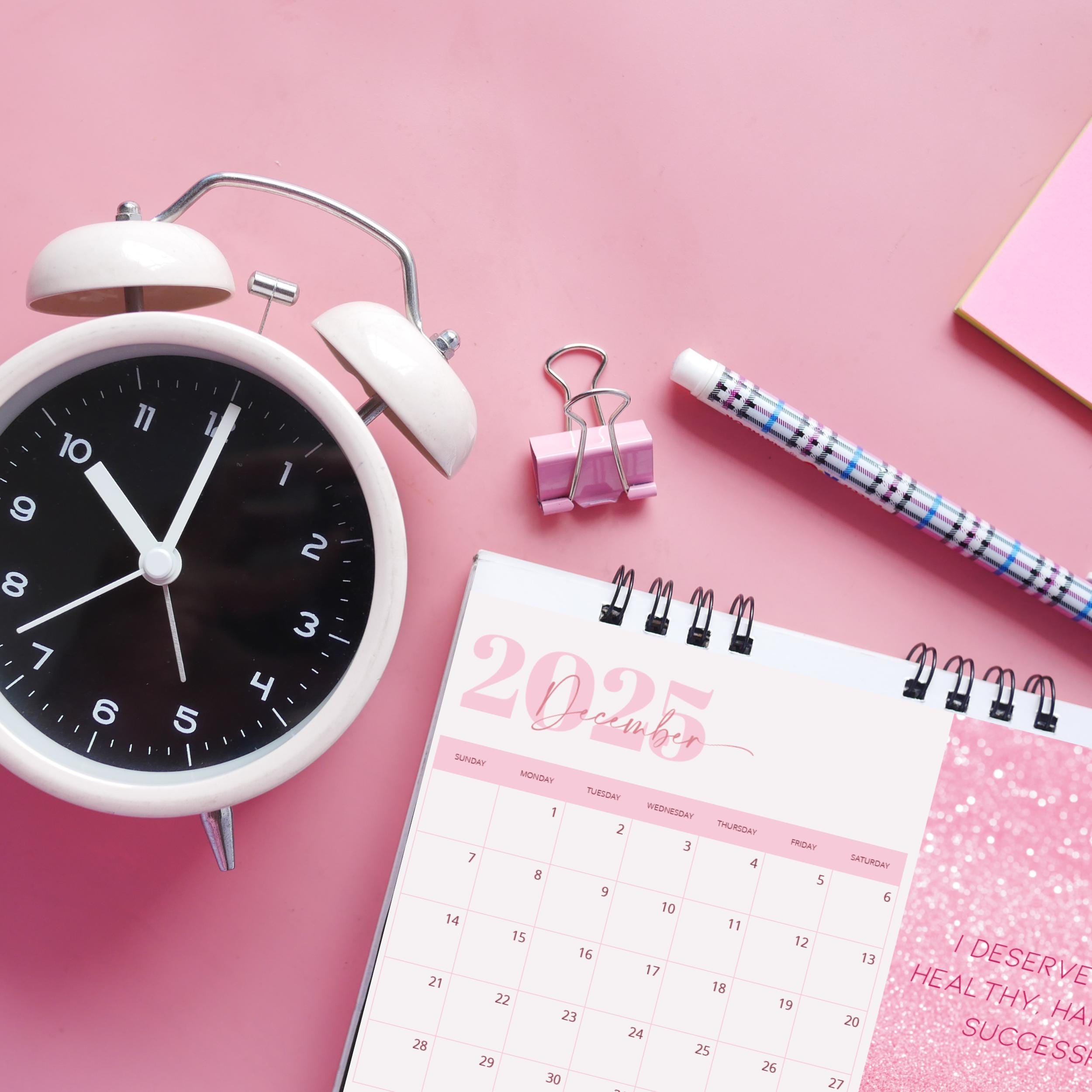 Pink 2025 Affirmation Calendar | Monthly Positive Quote Calendar | Wall ...