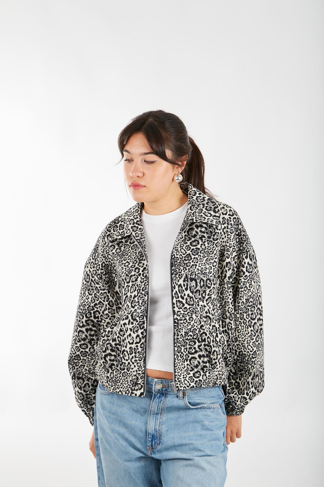 Short Jacket, Bomber Jacket, Lined Jacket Jacquard Short Coat Leopard ...