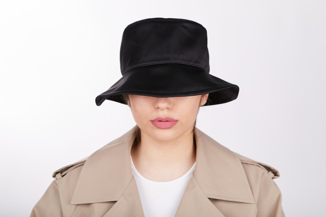 Silk Bucket Hat, Black Summer Hat, Silk Sun Hat Small Brim Sun Hat ...