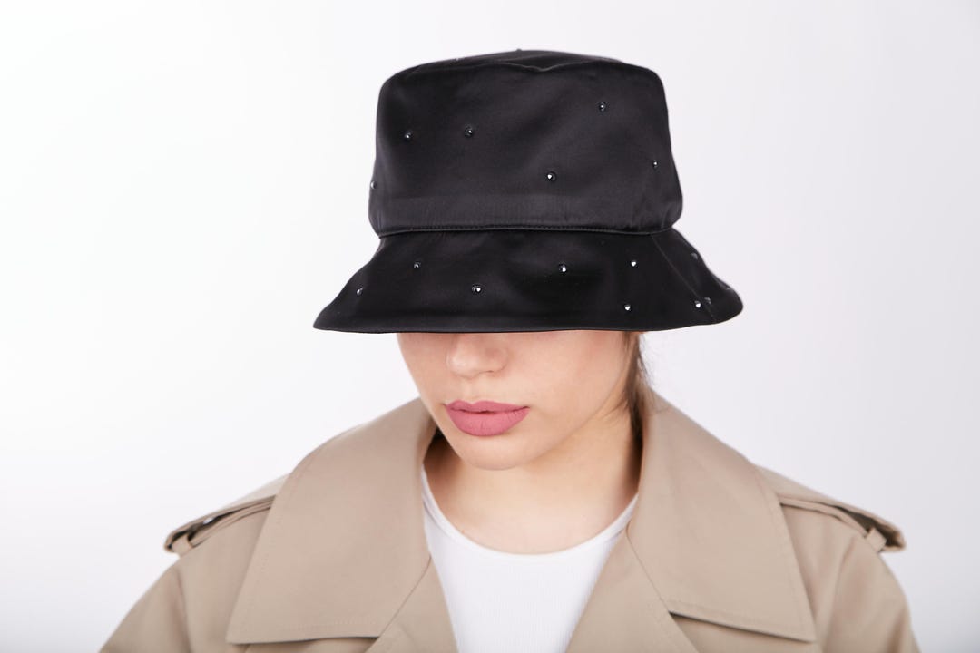 Silk Bucket Hat, Black Summer Hat, Silk Sun Hat Small Brim Sun Hat ...