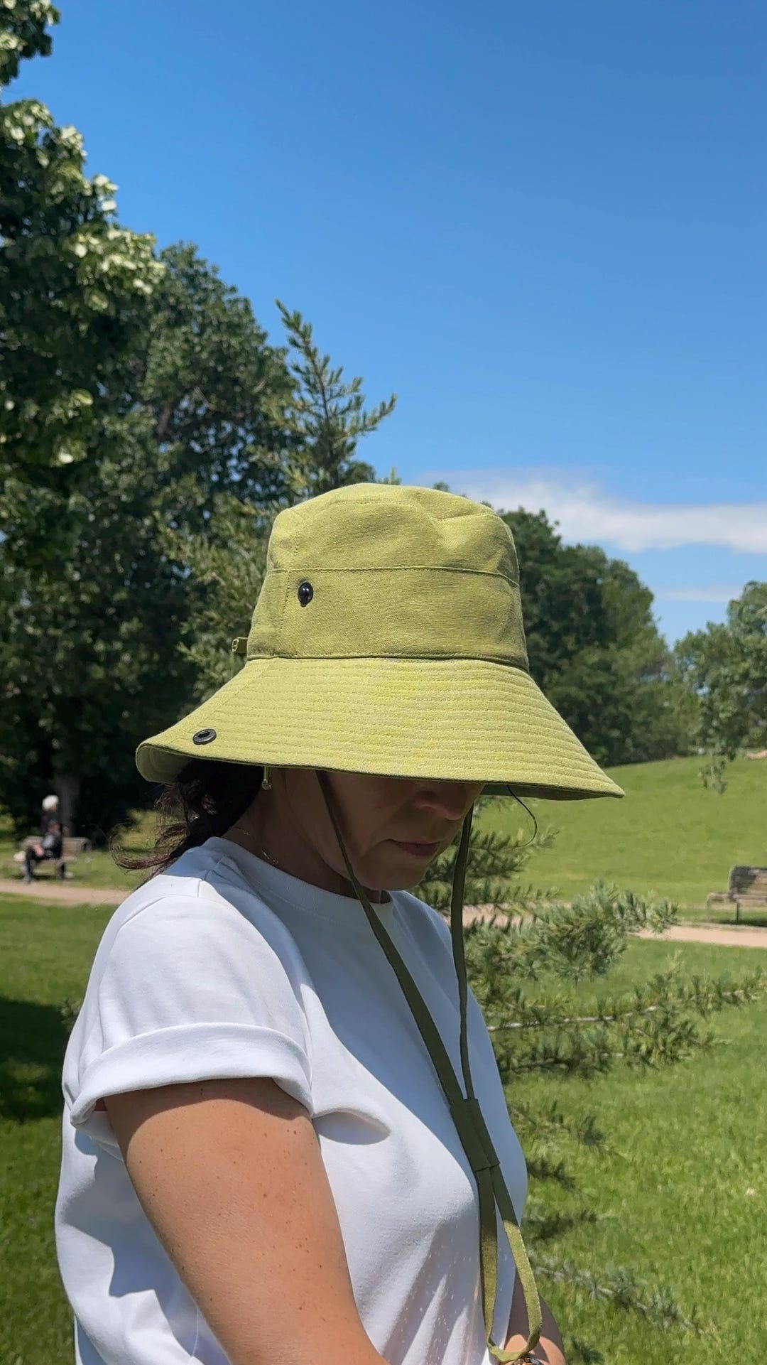 Olive Green Sun Hat, Women's Wide Brim Bucket Hat With Chin Strap ...