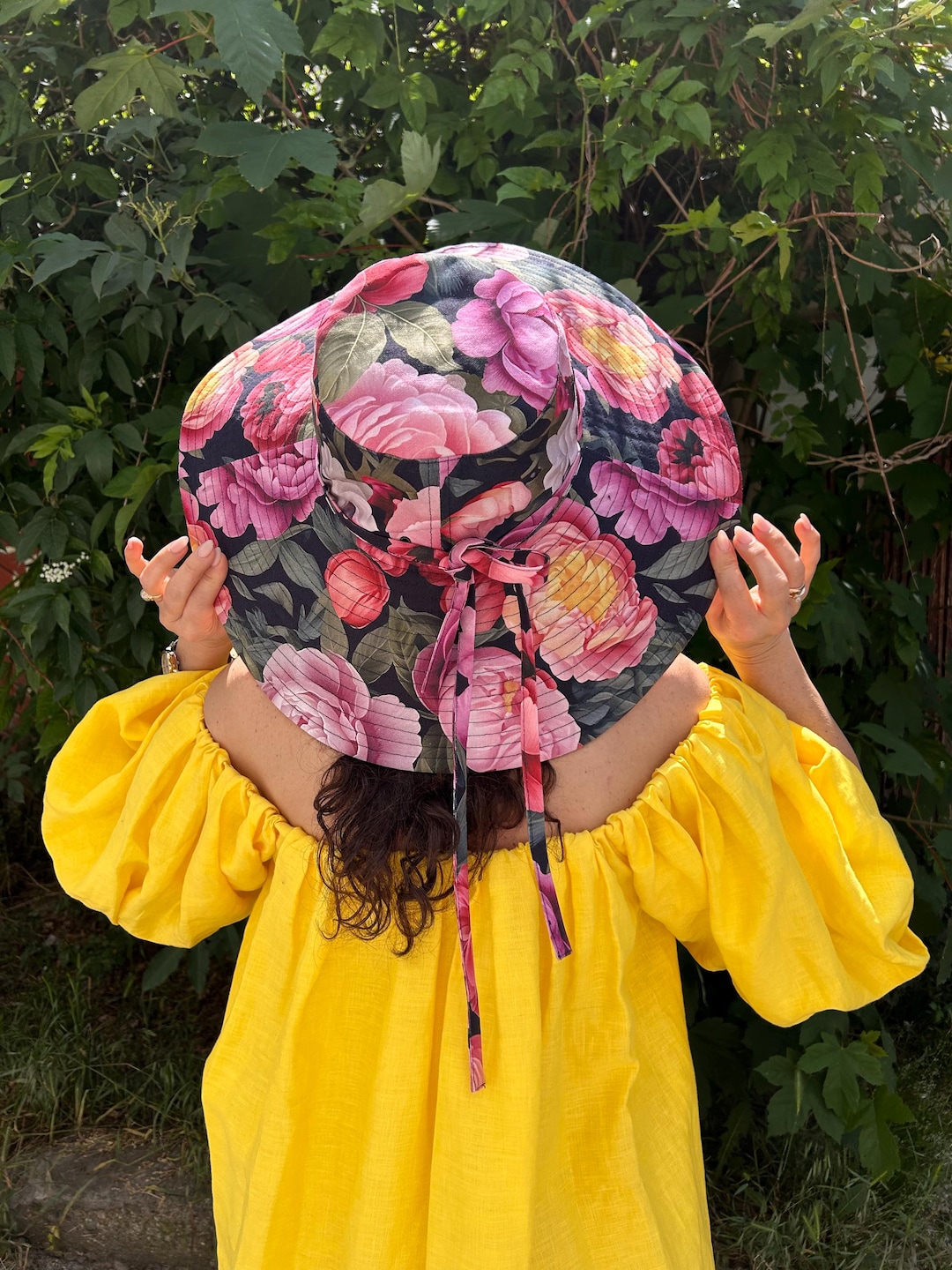 Floral Summer Hat With Wide Brim, Beach Sun Hat, Flowers Vacation Hat ...