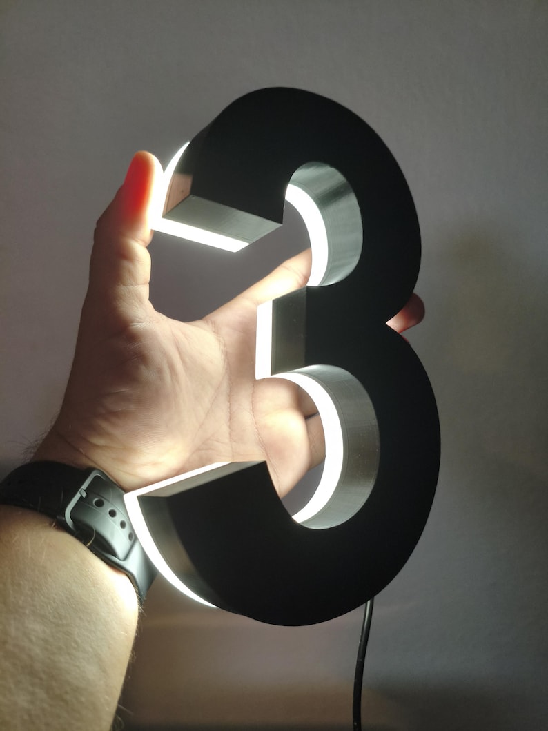 Modern LED House Numbers: 3D Printed, Handmade Quality - Etsy